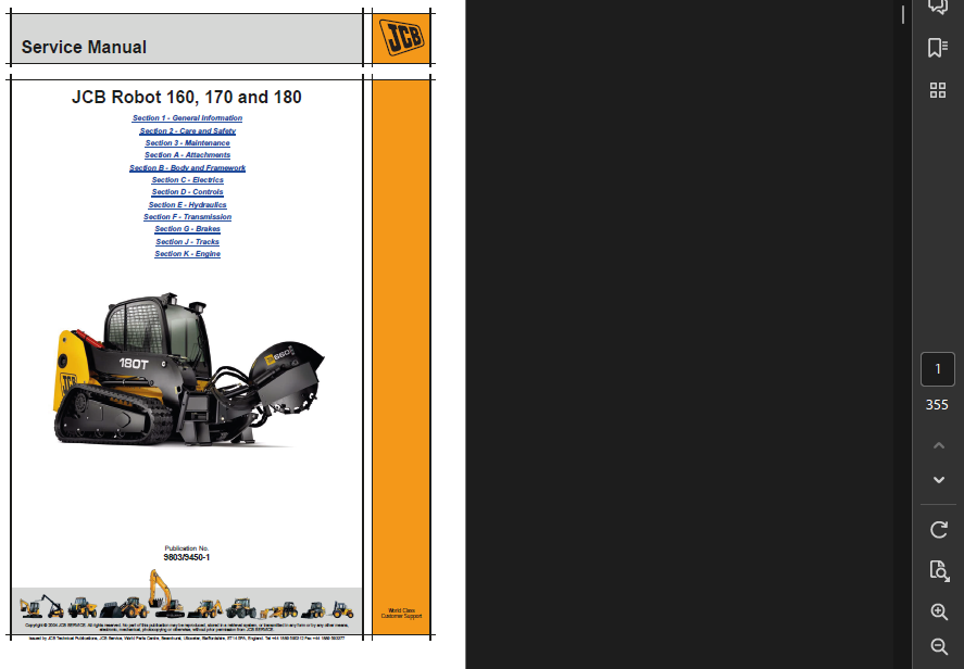 JCB 180 THF SKID STEER LOADER SERVICE REPAIR SHOP MANUAL PDF USB | eBay