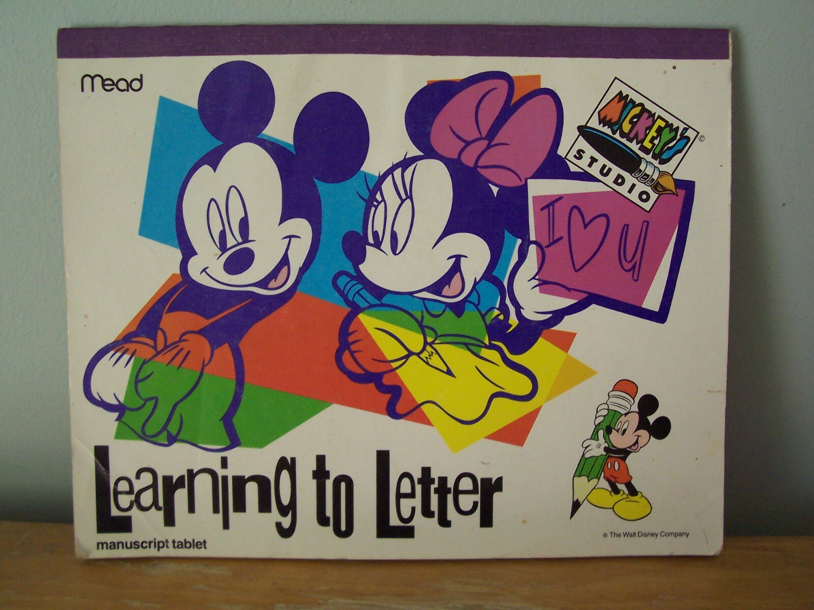 VINTAGE MEAD MICKEY'S STUDIO LEARNING TO LETTER MANUSCRIPT TABLET | eBay