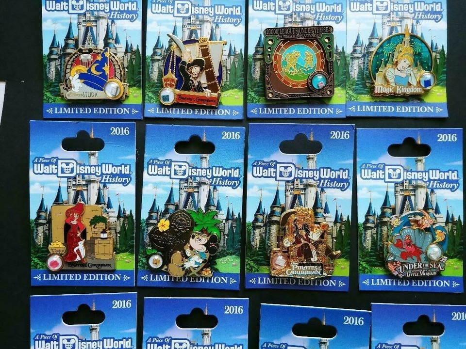 Disney Pins Piece of History Complete Set of 12 Redhead Pirate 20,000 ...