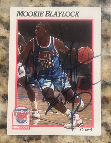 Mookie Blaylock Signed 1991-92 Hoops #131 Card New Jersey Nets Auto AU ...