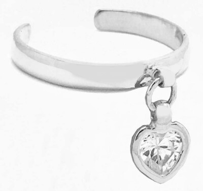 HEART WHITE SAPPHIRE TOE RING 14k WHITE GOLD - NWT - Made in USA ...
