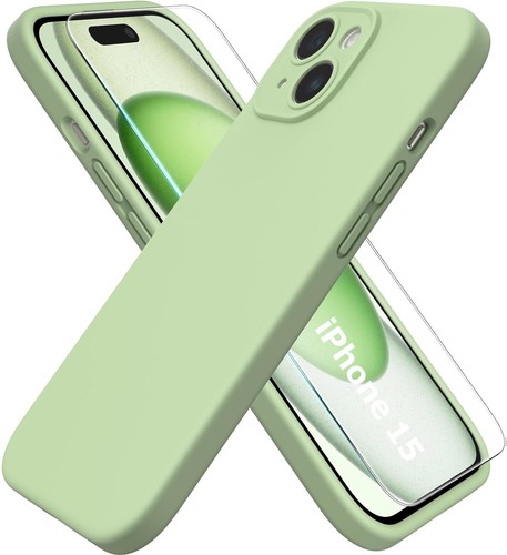 Coque Silicone Verte + Verre Trempe Pour iPhone 15 Little Boutik® | eBay