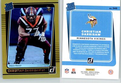 Christian Darrisaw 2021 Donruss Premium Stock #340 Vikings RC Rookie | eBay