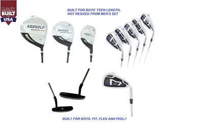 AGXGOLF BOYS TEEN MAGNUM GOLF CLUB SET w/DRIVER+3WD+HYBRID + 5-PW IRONS ...