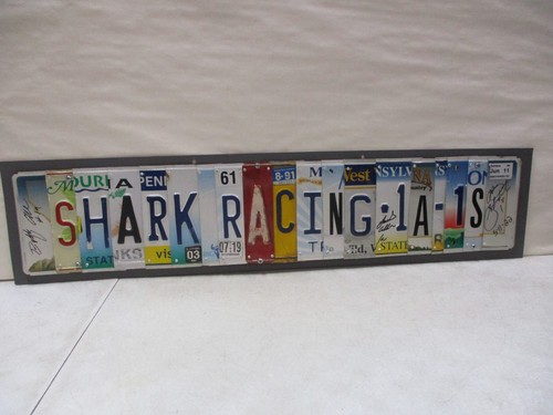 Shark Racing License Plate Sign Signed By Sprint Car Drivers | eBay