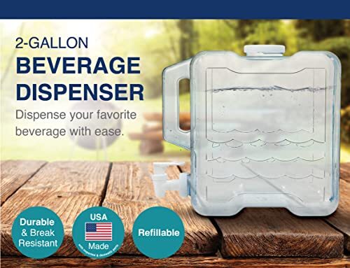 2 Gallon Drink Dispenser for Fridge - Plastic Beverage Dispenser with ...