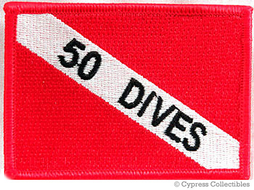 50 DIVES SCUBA DIVING PATCH embroidered iron-on CERTIFICATION DIVER ...
