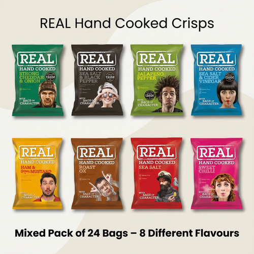 Real Crisps Mixed Box (Mixed between 8 flavours) 24 packs 35gm each per ...