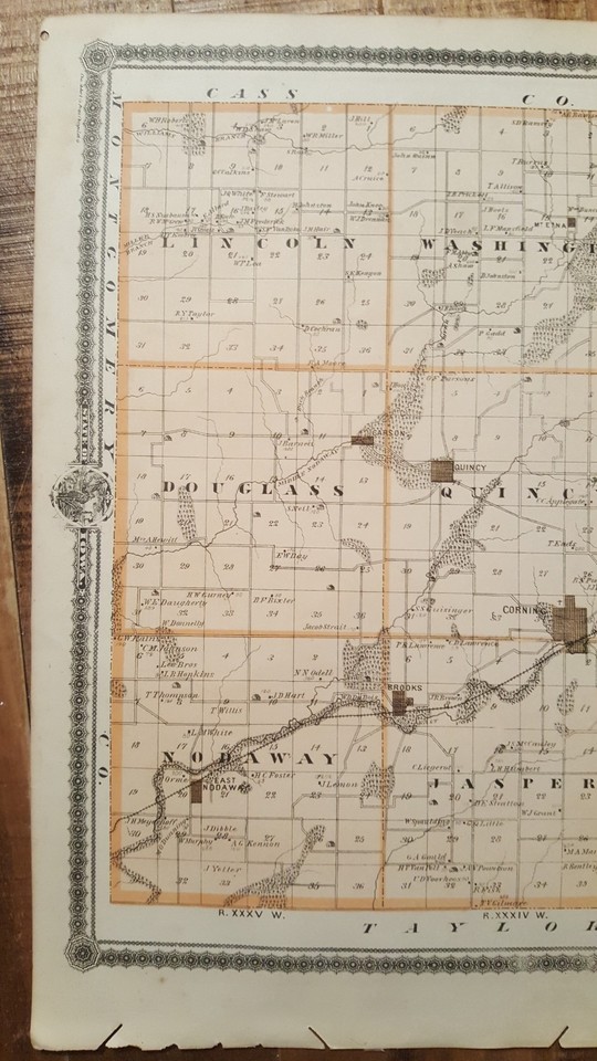 NICE ANTIQUE MAP - UNION & ADAMS COUNTY - IOWA - Andreas Atlas Co. 1875 ...