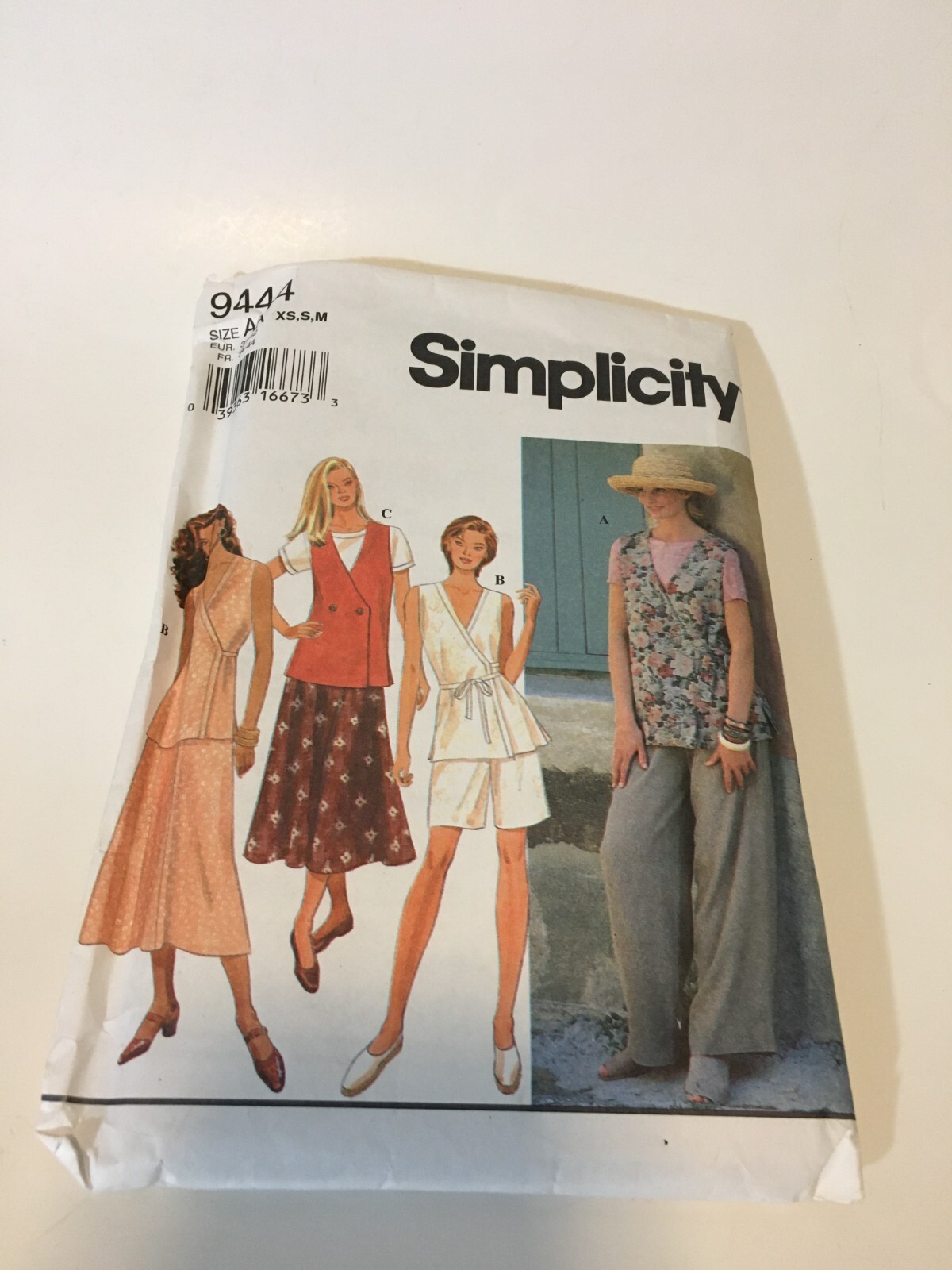 Simplicity Pattern 9444 MISSES TOP PANTS SHORTS SKIRT VEST Sz XS-S-M ...