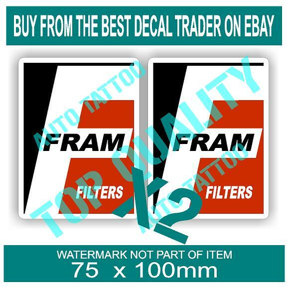 FRAM FILTERS Decal Sticker X2 Vintage DRAG RACING Hot Rod MAN CAVE ...