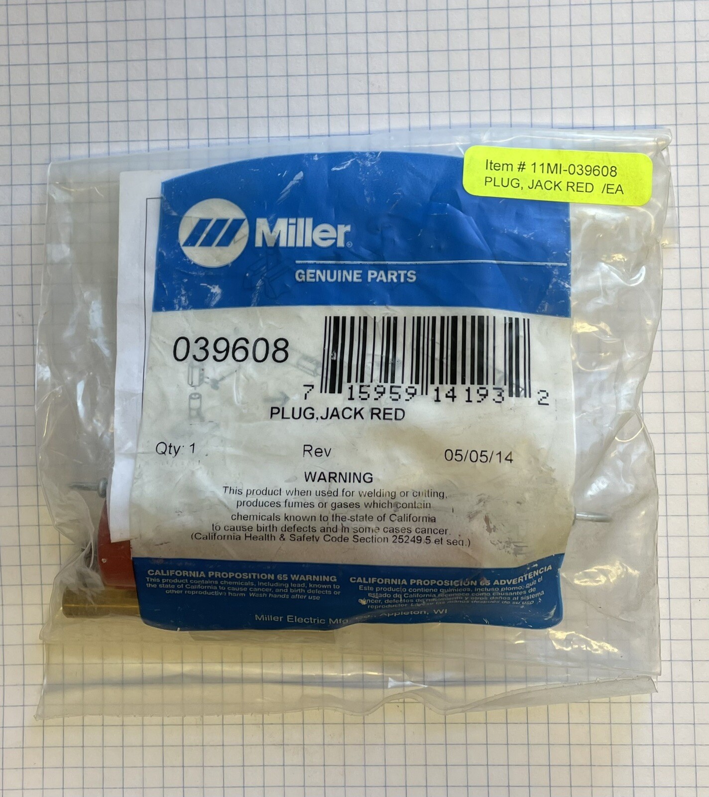 2pc Miller Jack Plug Red 039608 Welder Part for sale online | eBay