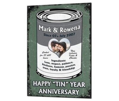 10 Year Tin Wedding Anniversary Gift Plaque Custom Vintage Sign | eBay UK