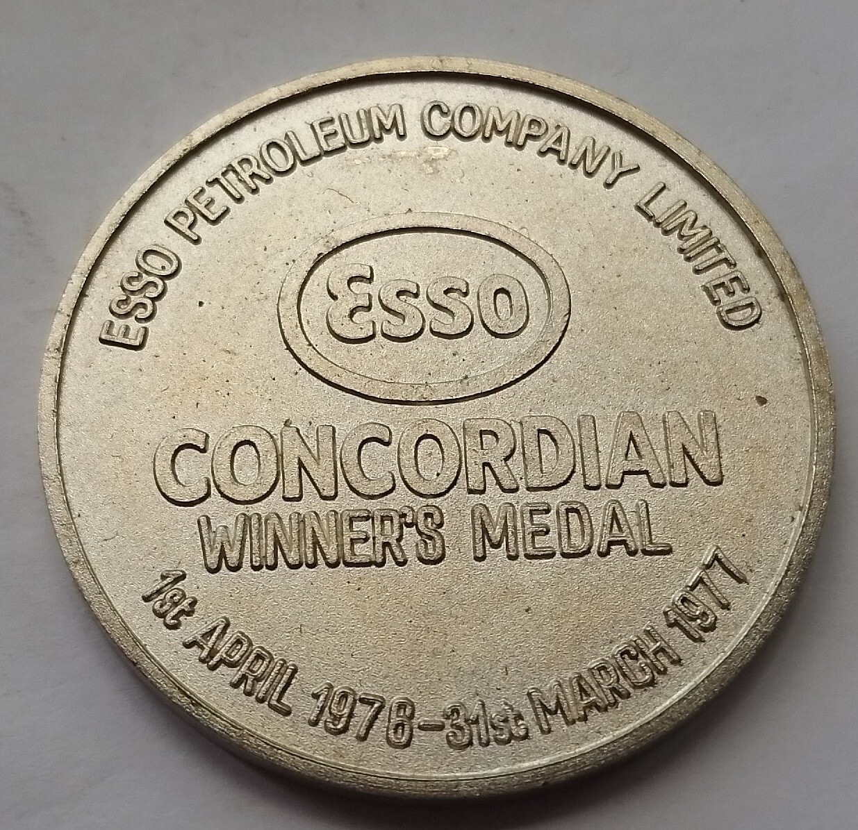 Retro Metal Coin Token Concorde 1970s Esso Winners Medal ESSO Petroleum ...