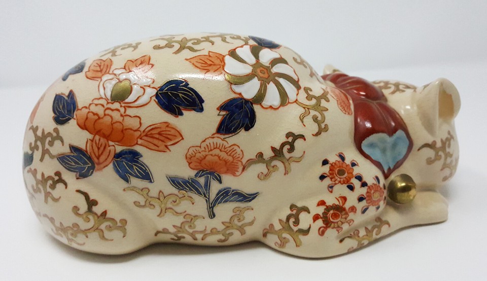 Vintage Japanese Porcelain Sleeping Cat Marked Signed, Imari Kutani Cat ...