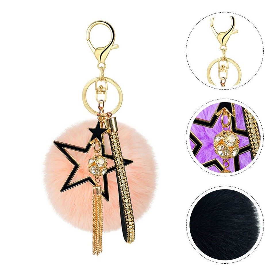 Backpack Keychain Pom Poms for Keychains Fuzzy Ball Cute Accessories ...