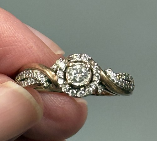 CURSED Ring! .25 Ct Center Stone With Diamond Halo And Pave Diamonds In ...