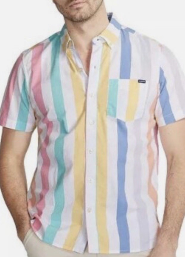 Chubbies XL Friday Button Front Shirt Colors of The Wind Stripe Retro ...