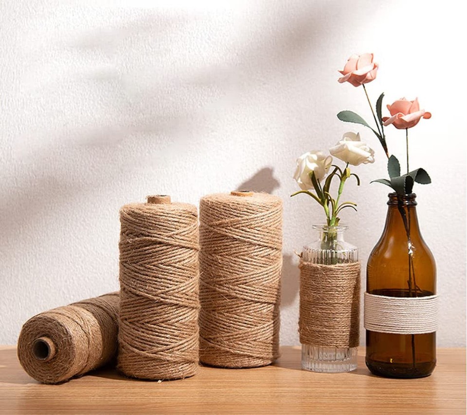 Natural Jute Twine,328 Feet Jute Rope Brown Twine Rope for Crafts,Gift ...