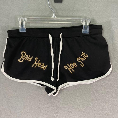 No Boundaries Black Shorts L Glitter Bald Head Funny Humor Loungewear ...