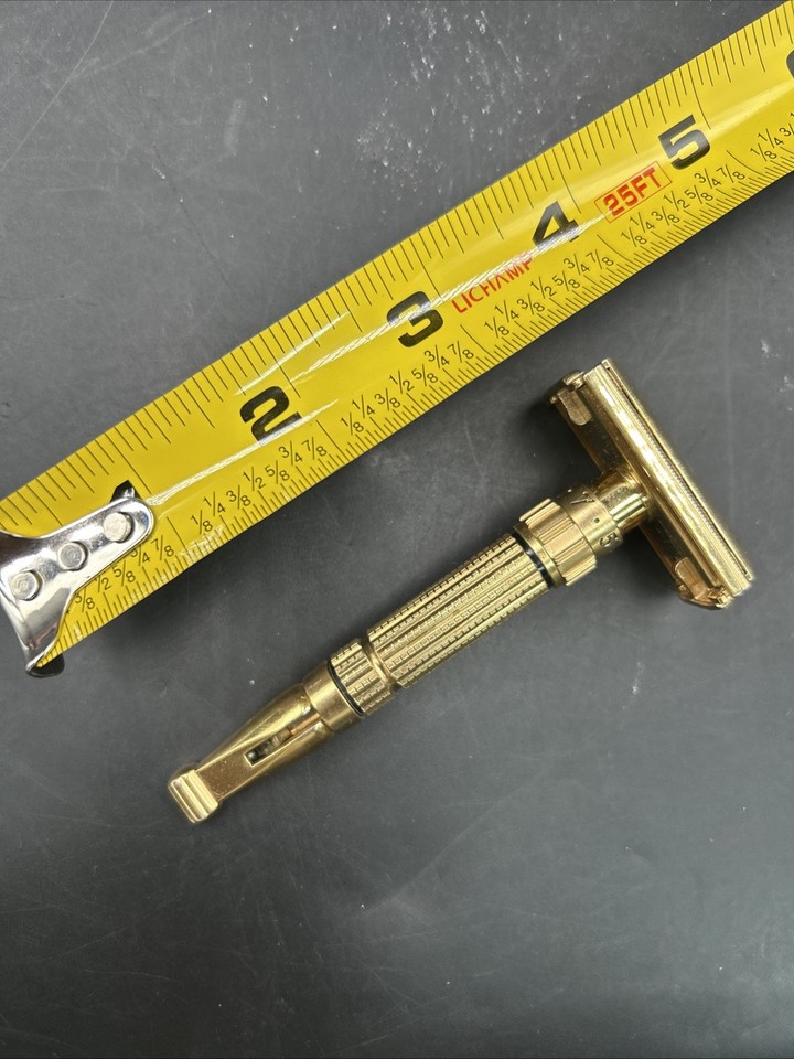 Vintage Gillette Tech Safety Razor Gold Tone Handle w/ Original ...