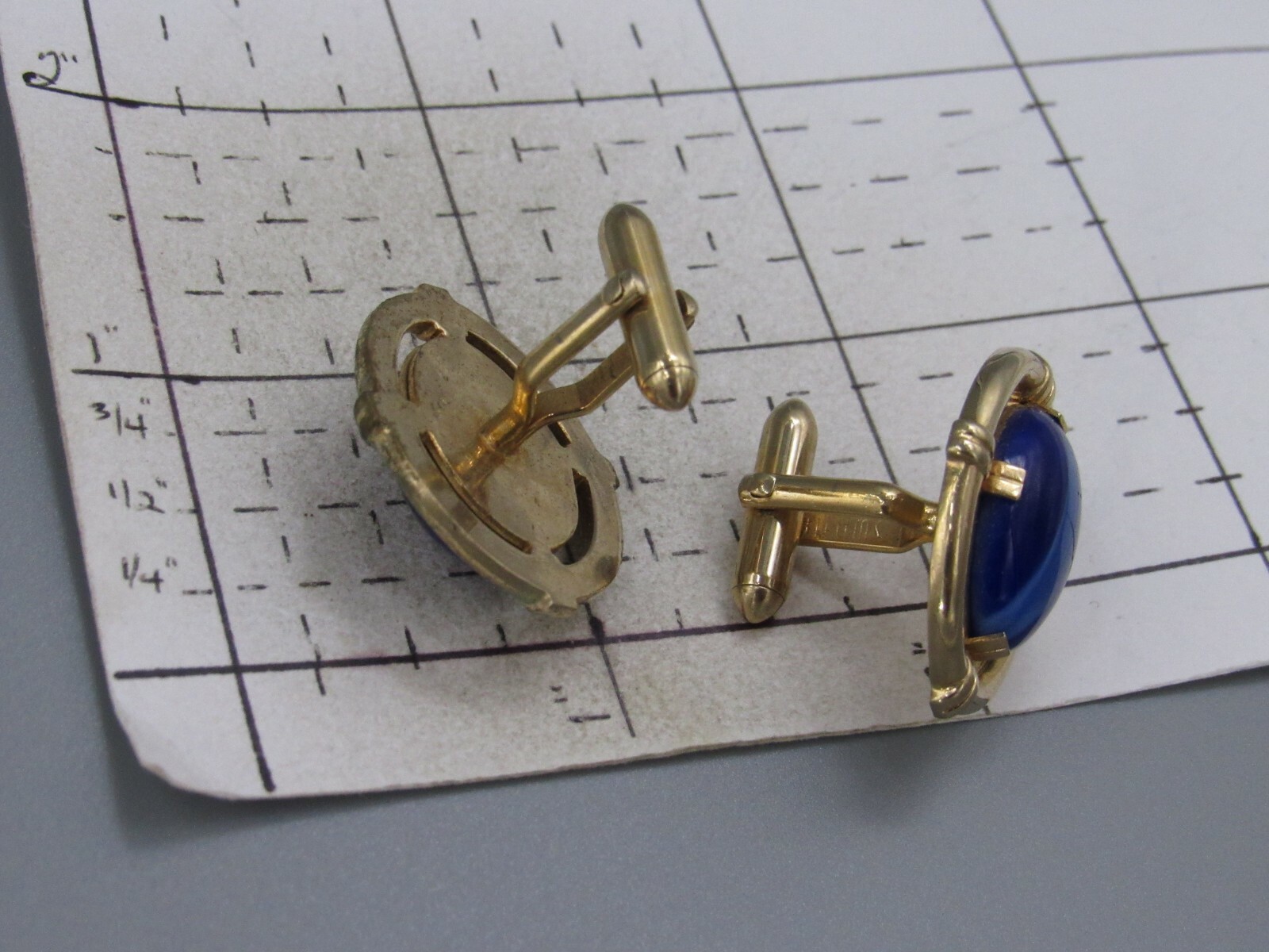 Mens Vintage CUFFLINKS COBALT BLUE SWIRL ART GLASS Costume Jewelry O67 ...