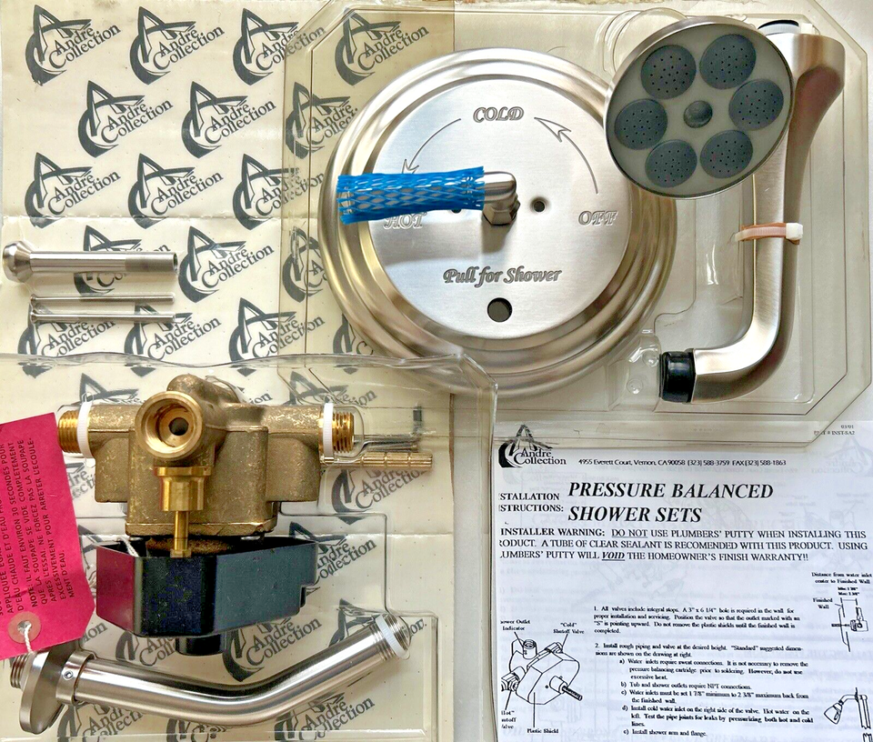 NOS Andre Collection "Marilyn" Satin Nickel Tub Shower Faucet Trim ...