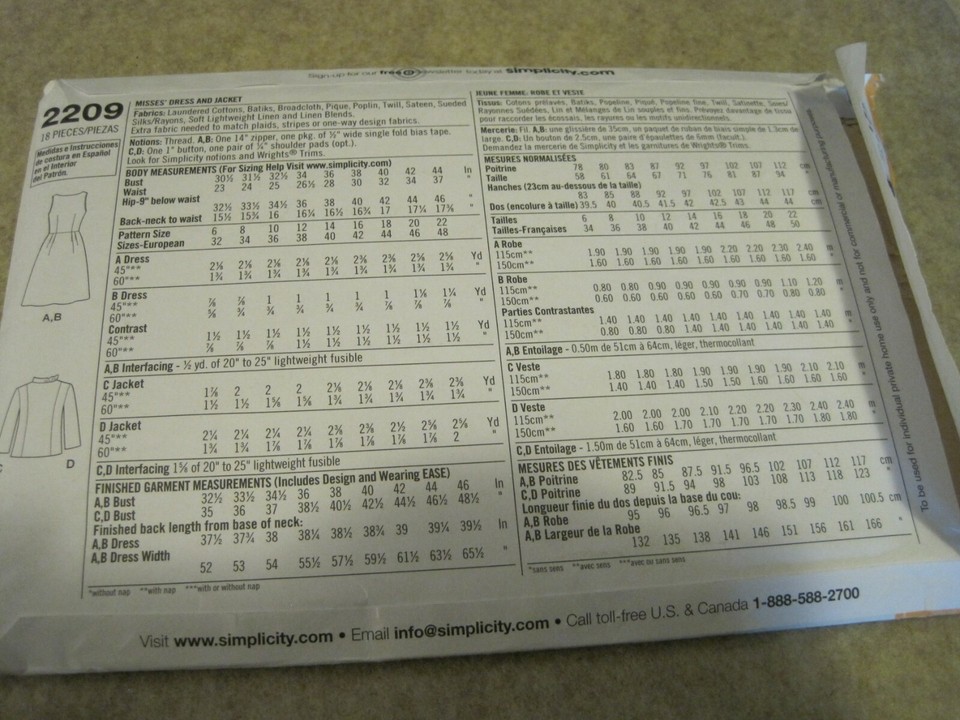 LISETTE MISSES PASSPORT DRESS Simplicity 2209 Sewing Pattern UNCUT | eBay