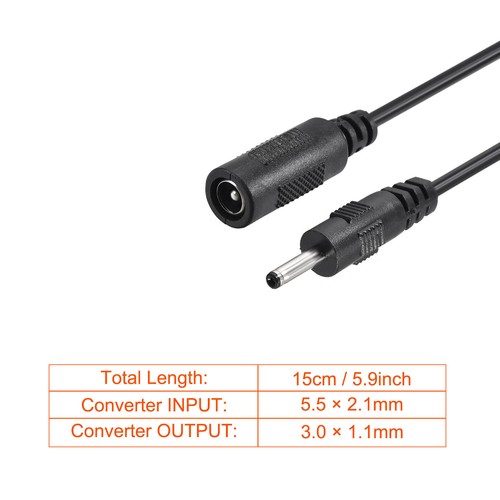 2 x DC Power Cable Tip Adapter Converter Female 5.5x2.1mm to Male 3.0x1 ...