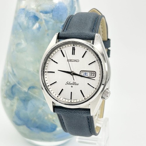 SEIKO Silver Wave Automatic Watch Used Vintage Working White Dial Blue ...