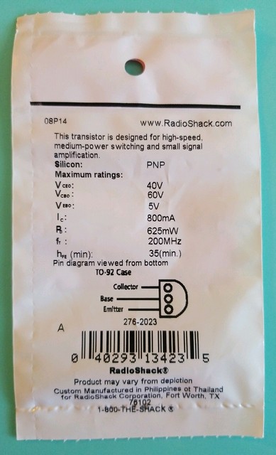 RadioShack Mps2907a PNP Silicon Transistor 2762023 for sale online | eBay