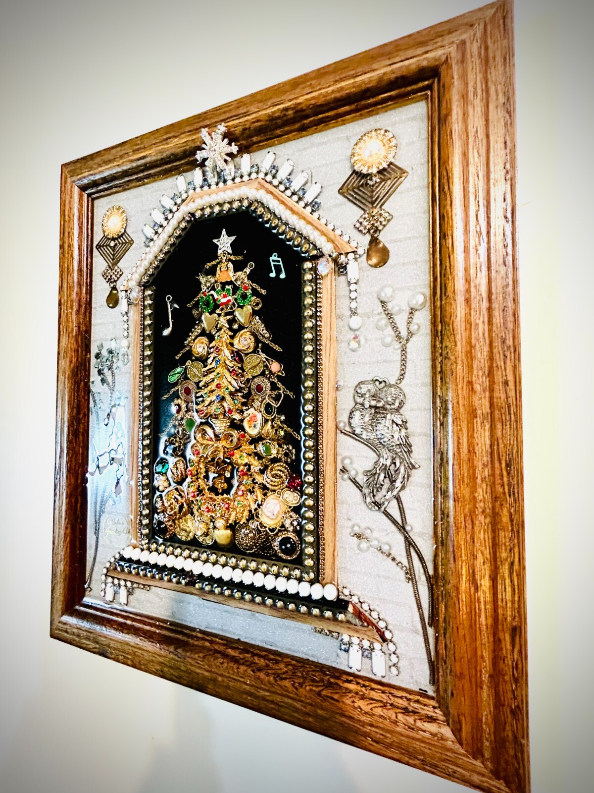 CHRISTMAS WINDOW FRAMED JEWELRY ONE OF A KIND ART HOME DECOR UNIQUE ...