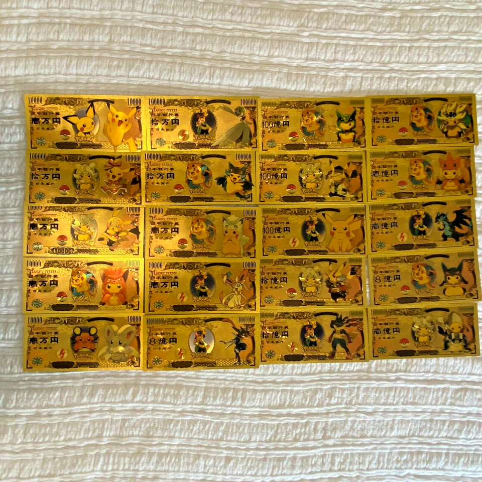Pikachu Charizard/Lizardon 24k Gold Foil Pokemon Banknote Anime ...