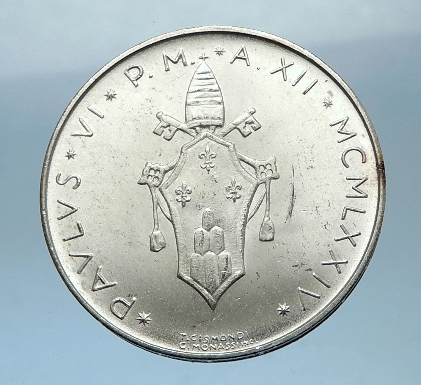 1974 VATICAN City POPE PAUL VI 0.29oz Silver 500 Lire Coin w Wheat ...