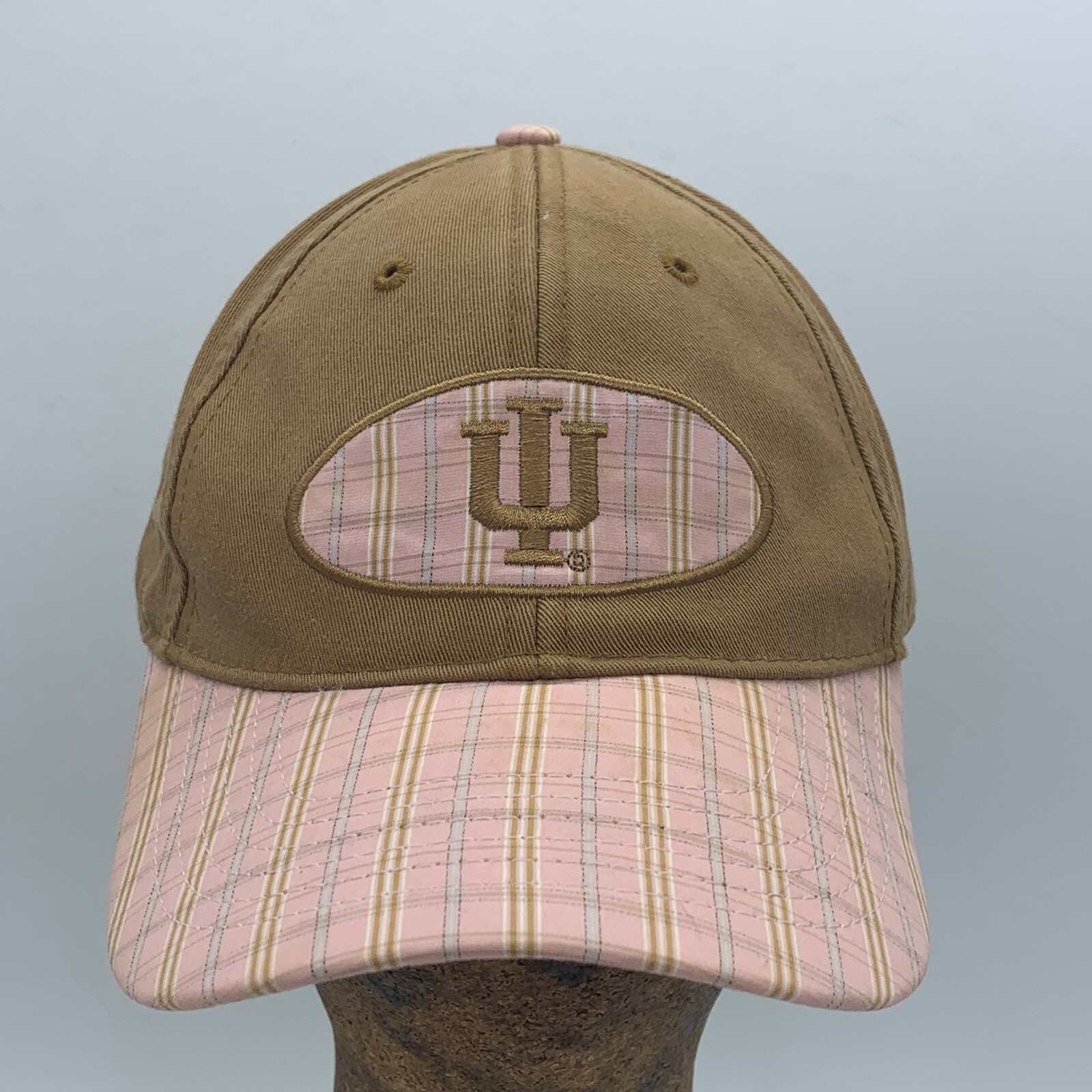 Indiana University Hoosiers IU Women's Tan and Pink Plaid Strapback Hat ...