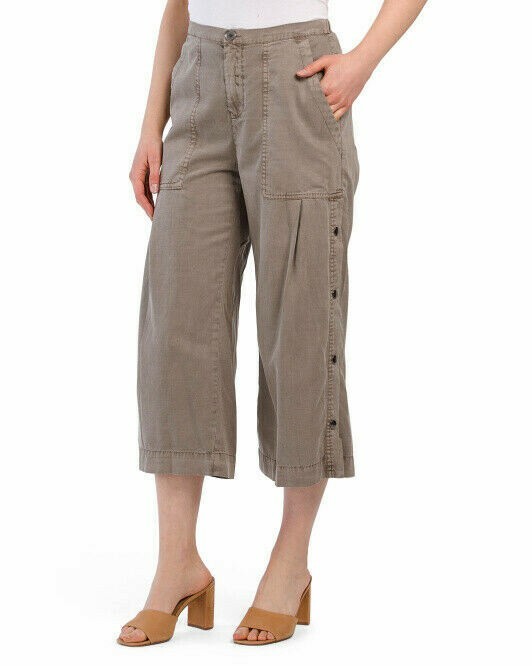 XCVI High Rise Waist Wren Snap Detail Cropped Trouser Capri Pants w ...