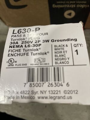 Legrand Pass & Seymour 30Amp 250Volt 3-Wire Grounding Turnlok Plug L630 ...