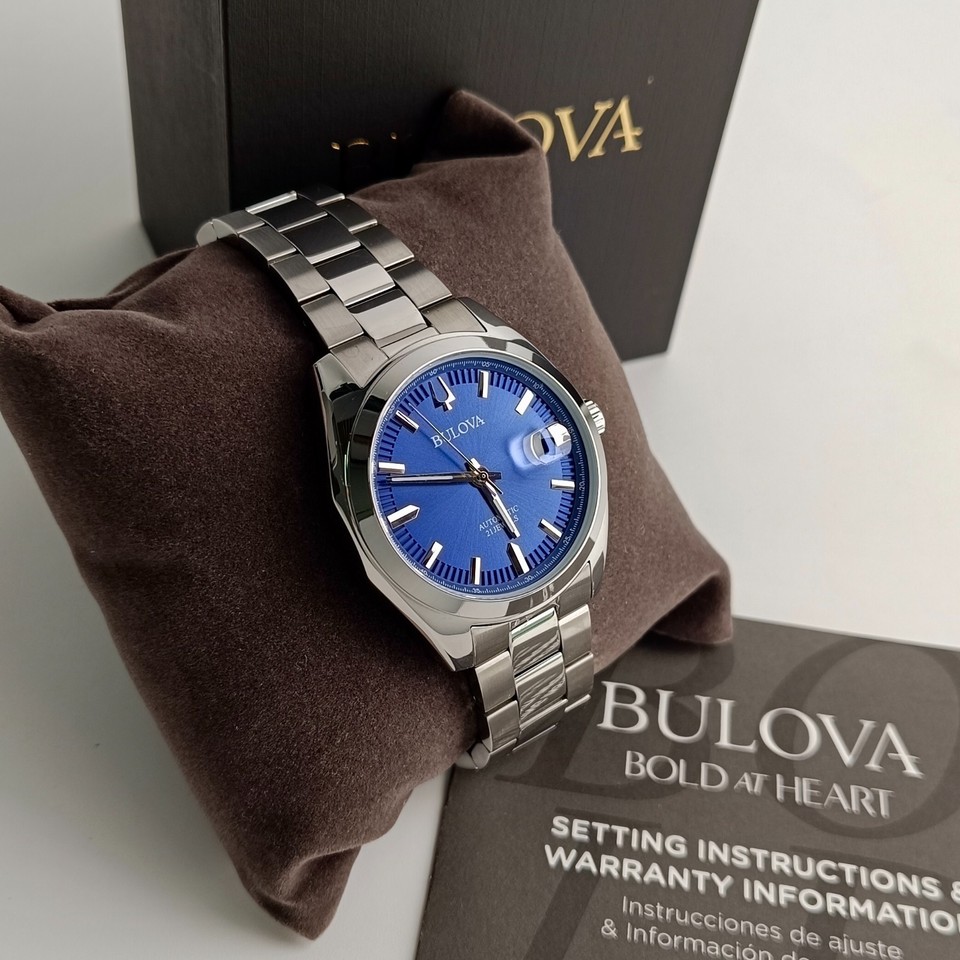 Bulova Surveyor 96B436 Men's Automatic Stainless Steel Blue Dial Watch ...