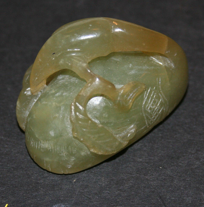 Old Carved Chinese Jade Toggle Pendant Netsuke Swan Pale Green ...