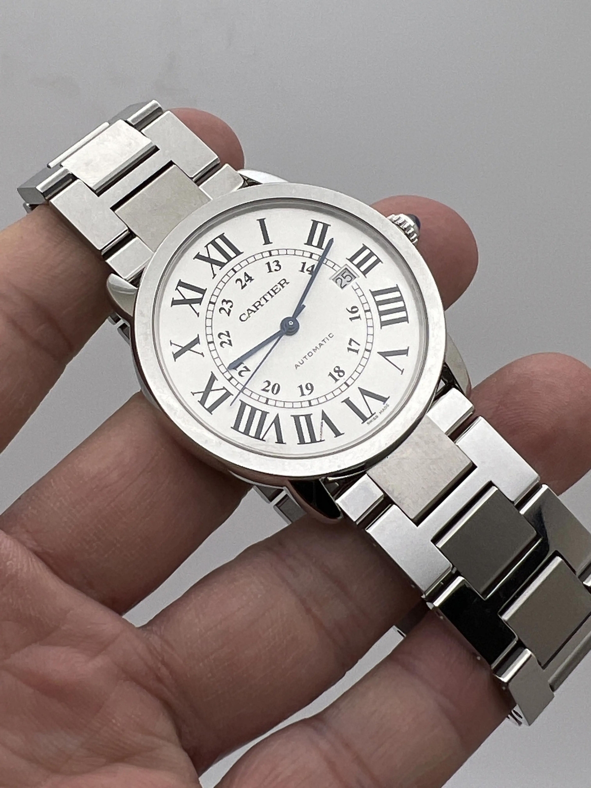 Cartier Ronde Solo 42mm Silver Roman Numeral Dial Steel Automatic Watch ...