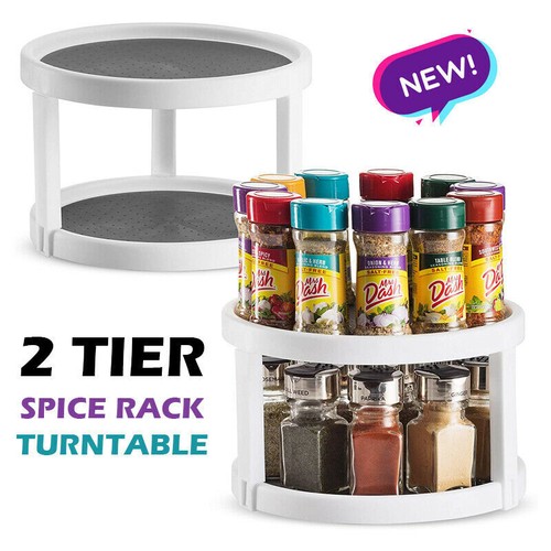 Spice Rack Turntable With Non- Slip Surface - 2 Tier | eBay