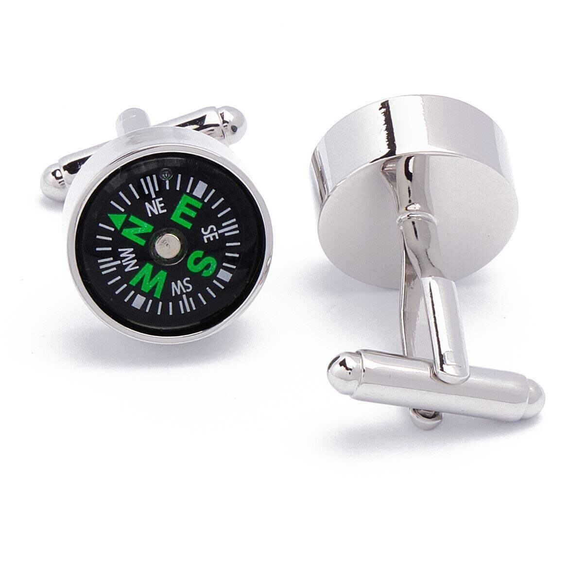 Cufflinks - Compass Real Working Silver with Green | eBay