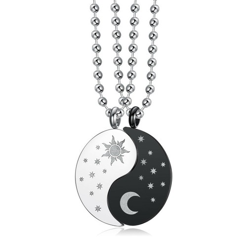 Sun Moon Matching Set Men Women Stainless Steel Pendant Necklace Chain ...