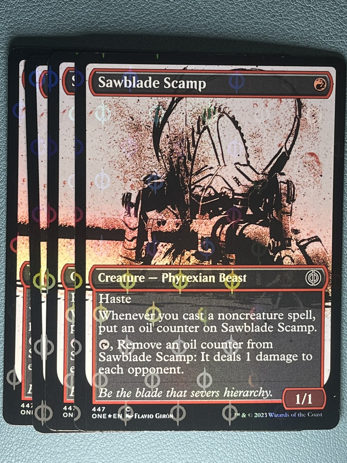 MTG Sawblade Scamp (Showcase) (Step-and-Compleat Foil) x4 Playset ONE ...