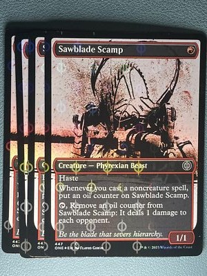 MTG Sawblade Scamp (Showcase) (Step-and-Compleat Foil) x4 Playset ONE ...