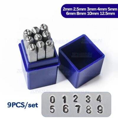 Steel Metal Tool Number Punch Die Stamp Set 2mm 3mm 4mm 5mm 6mm 8mm ...