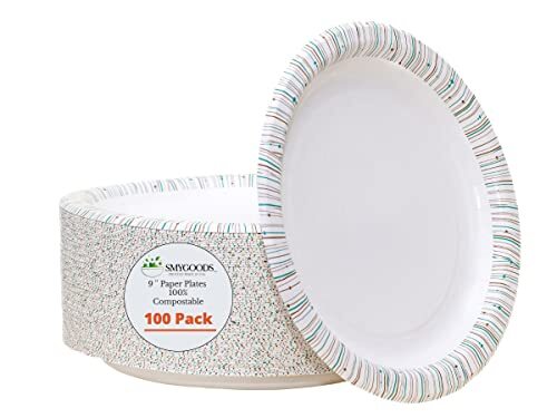 9 Inch Paper Plates 100% Compostable 100 Pack | eBay