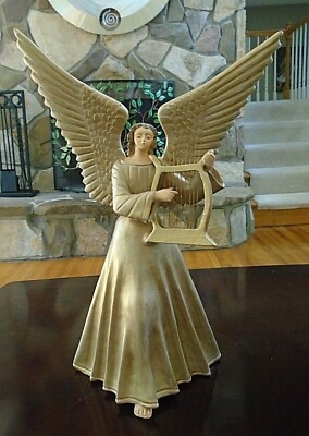 Vintage Angel Playing The Harp Art Pottery Candle Holder | eBay