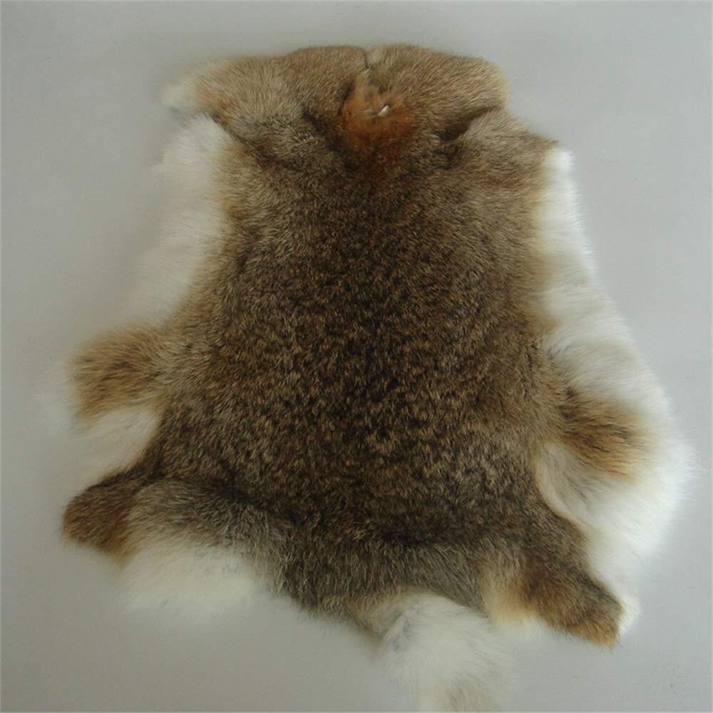 2PCS 10"x12" Natural Tanned Rabbit Fur Hides Yellow Tan & Gray for ...