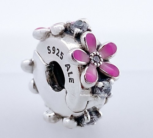 New 100% Authentic PANDORA 925 Silver Pink Daisy Flower Clip Charm ...